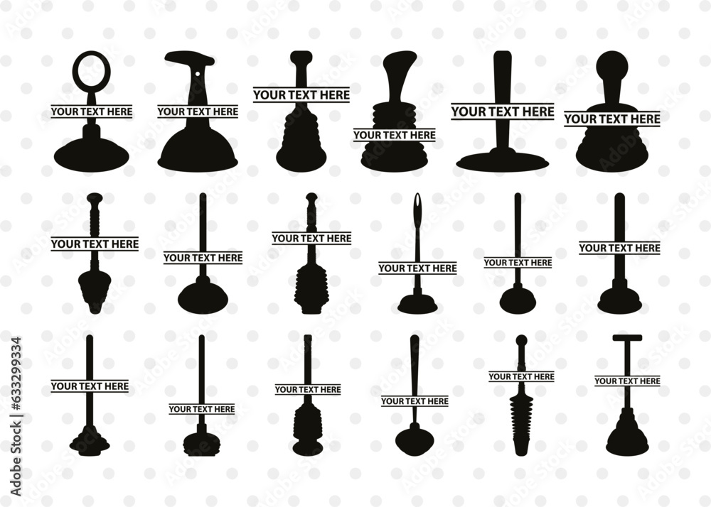 Rubber Plunger Split Monogram Rubber Plunger Silhouette Bathroom Svg 3882
