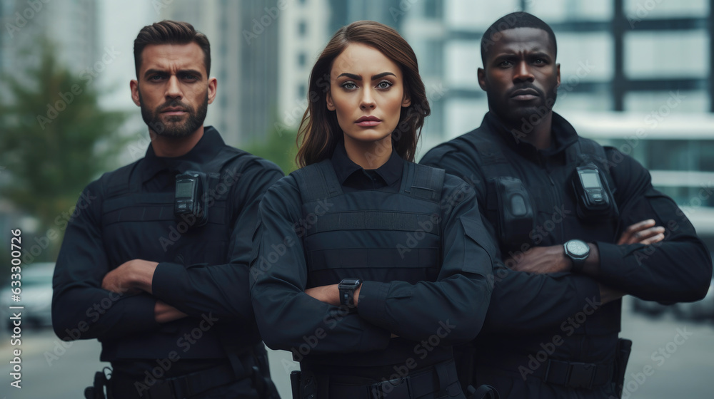 Foto de Professional Male and Female Armed Guards on Duty do Stock ...