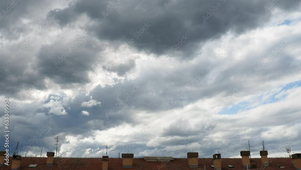Cumulonimbus clouds, shower clouds, thunderclouds are vertically developed convective clouds in ...