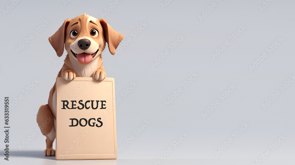Rescue puppy dog with name board on solid colour background , digital ...