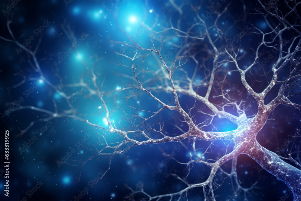 Neuron branching out against a cosmic backdrop, neuron Generative AI ...