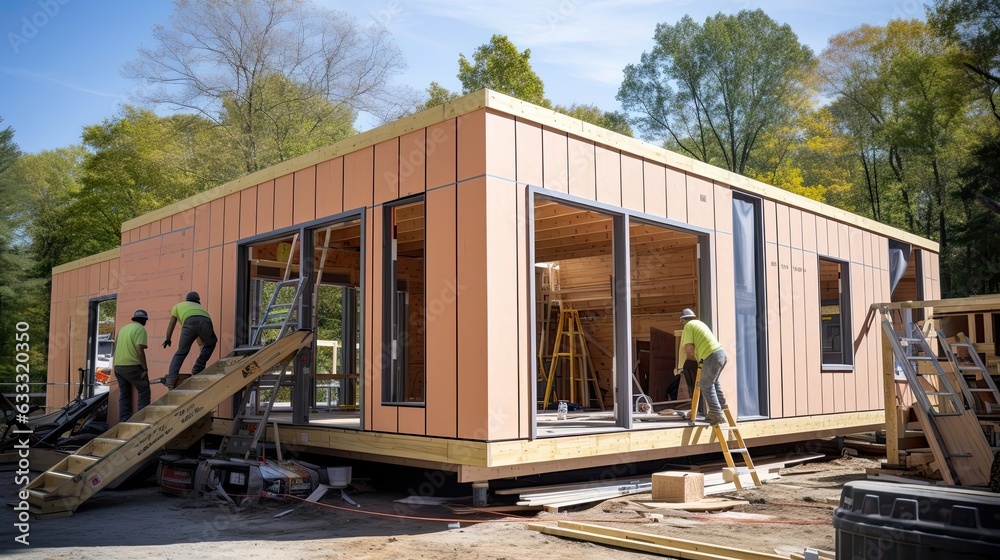 Construction unfold as a skilled crew meticulously assembles a ...