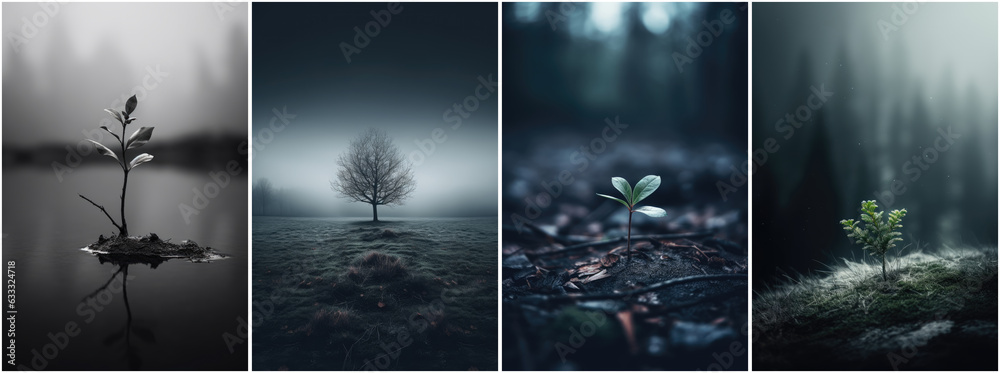 Cinematic and dramatic color tones. Set of somber matte colors and ...