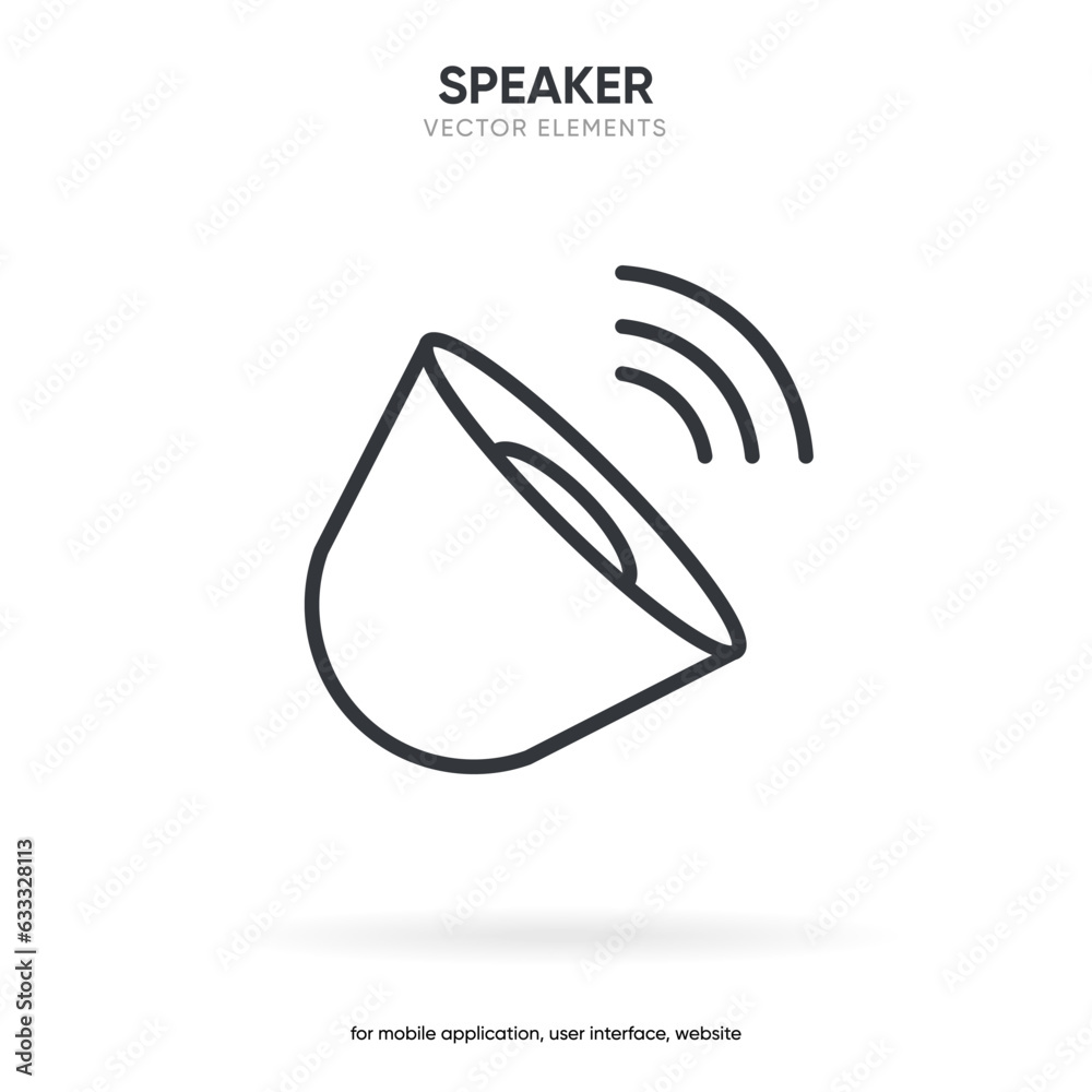 Speaker and sound icon. Computer voice icon. Megaphone and music icon ...