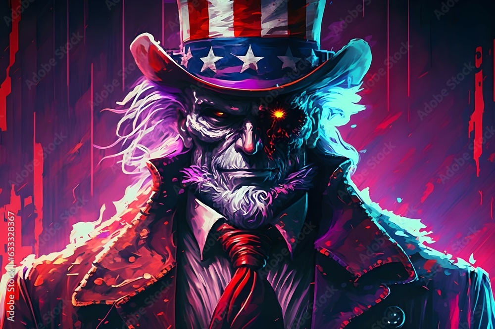 Uncle sam close up portrait in cyberpunk style. Ai generative Stock ...