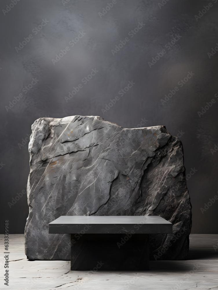 Stone rock podium altar for product placement. Natural rock pedestal ...