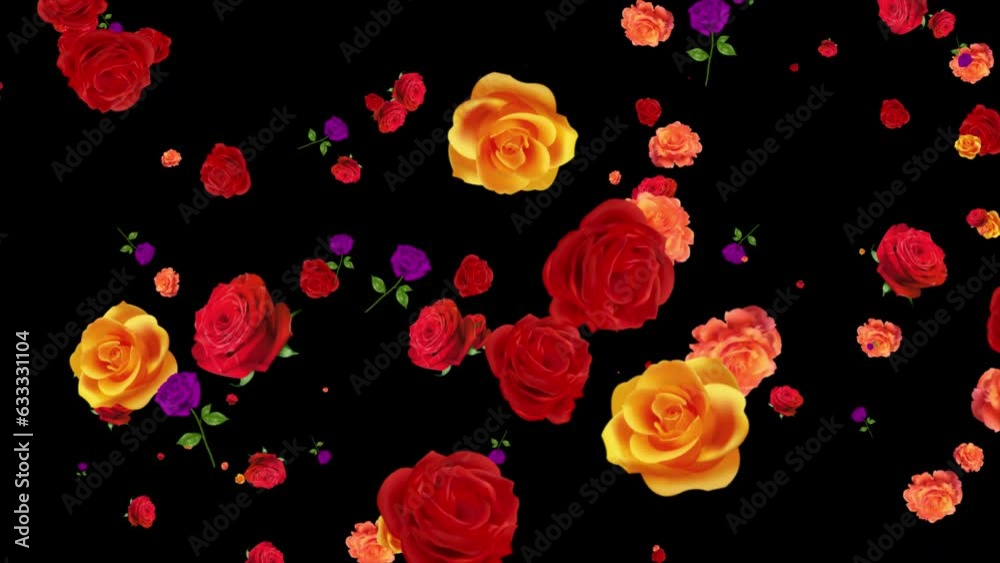 Rose flower falling. Flower particles overlay. Rose flying. Seamless ...