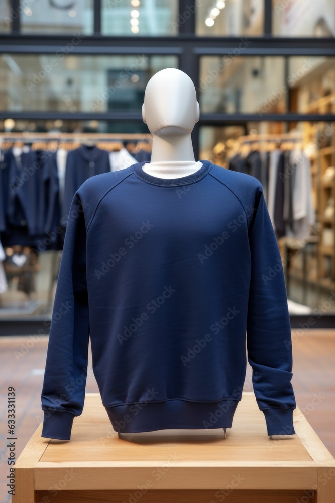 A headless mannequin wearing navy hoodie unisex to be used for a mock ...
