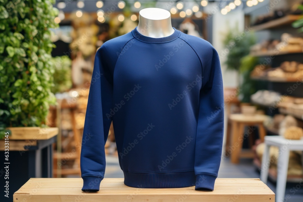 A headless mannequin wearing navy hoodie unisex to be used for a mock ...