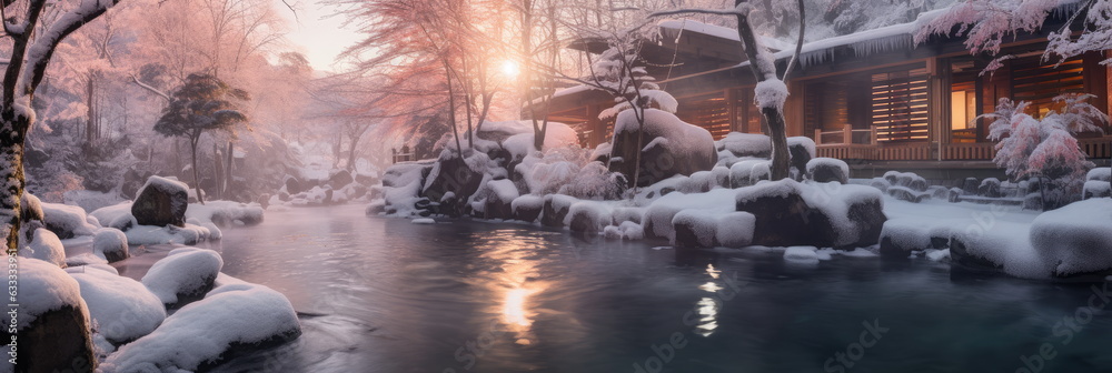 Onsen ryokan or a traditional classic modern Japanese house with ...