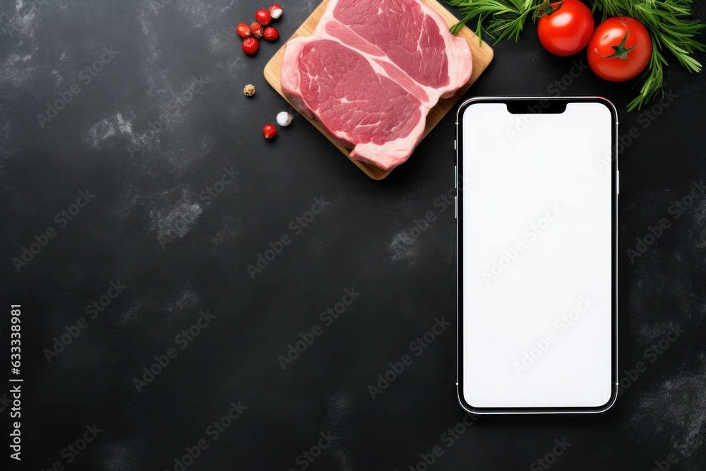 Mobile phone with mockup copy space white screen, glasses, laptop ...