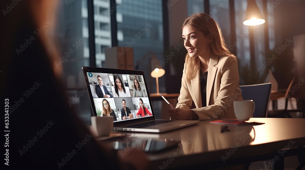 Virtual Meeting Video Conference. Team working by group video call ...