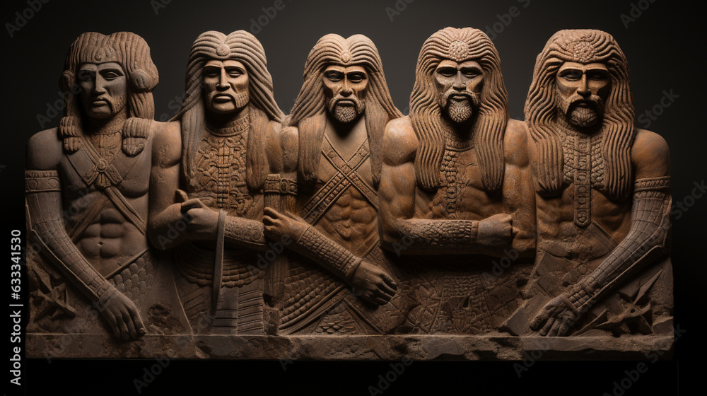 Mythical Pantheon: Depictions of Sumerian Deities Stock Illustration ...