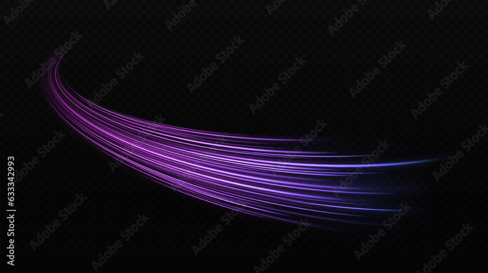 Magic bright trail on transparent background. Glowing fire lines effect ...