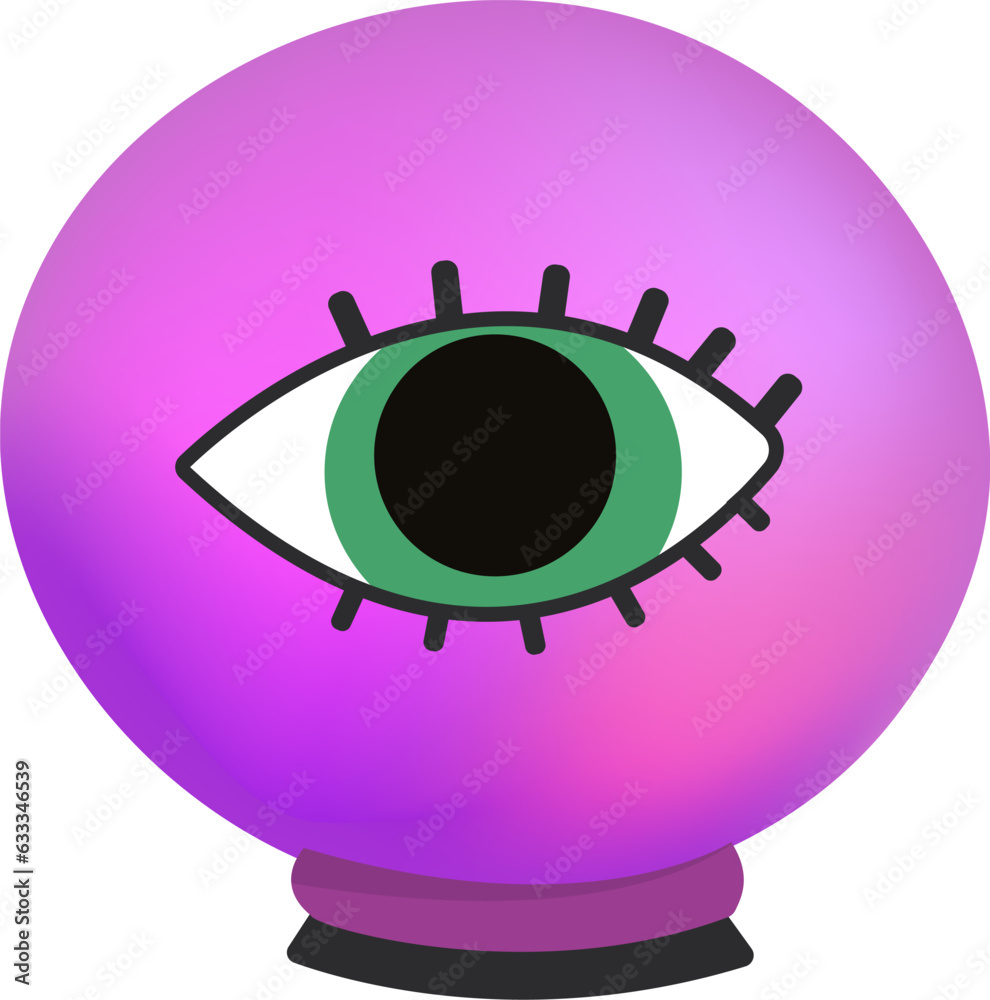 halloween magic eight ball with eye, cartoon vector magic ball with ...
