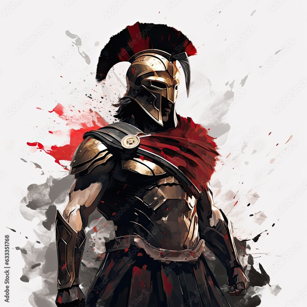 A detailed sketch of a man in an imaginative costume of a helmet and ...