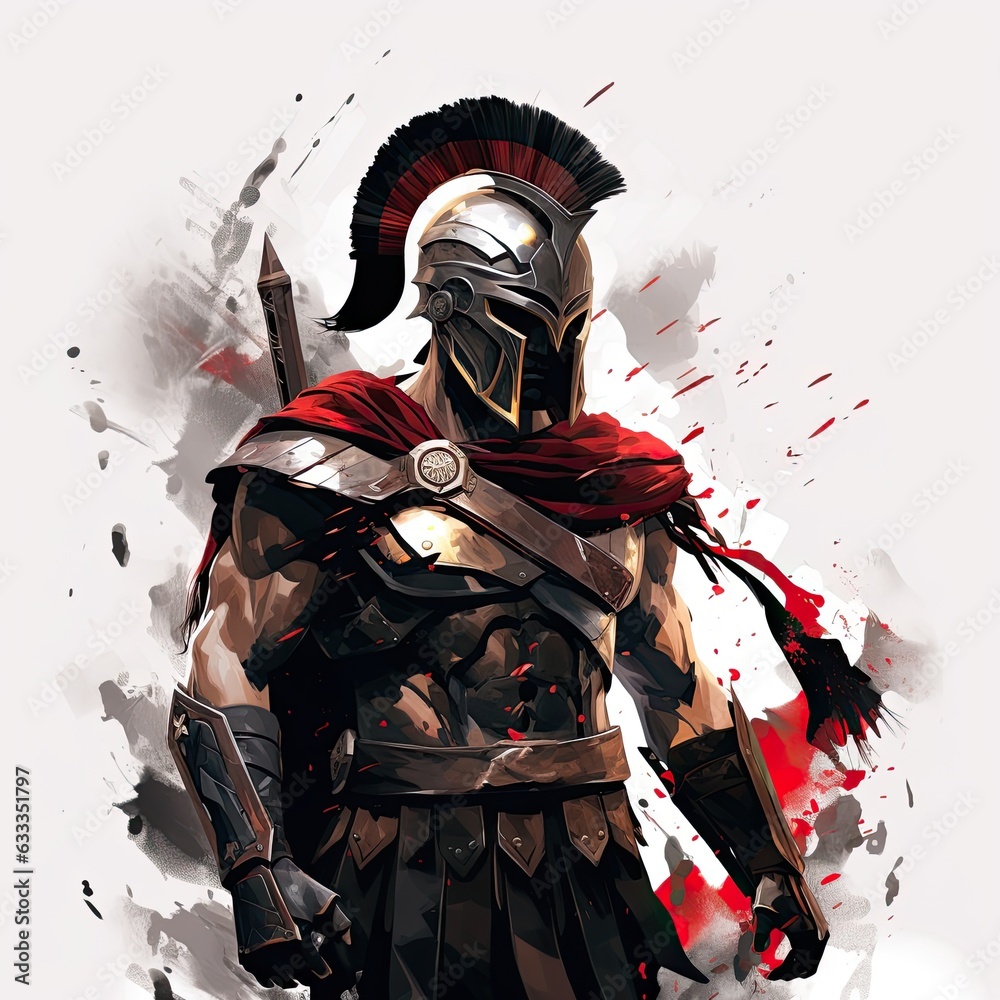 A daring hero stands ready to battle, wearing a brightly-colored ...