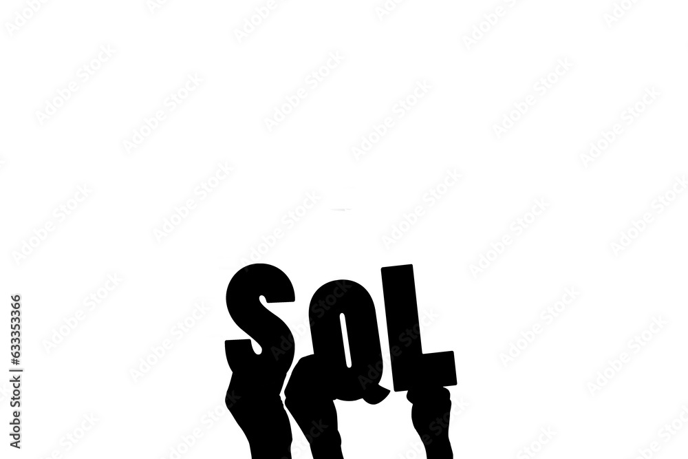 Digital png illustration of hands holding sql text on transparent ...