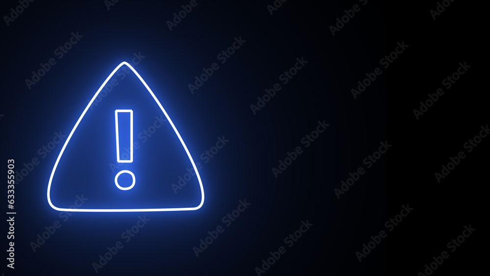 neon warning sign on black background. Warning icon. Danger warning ...