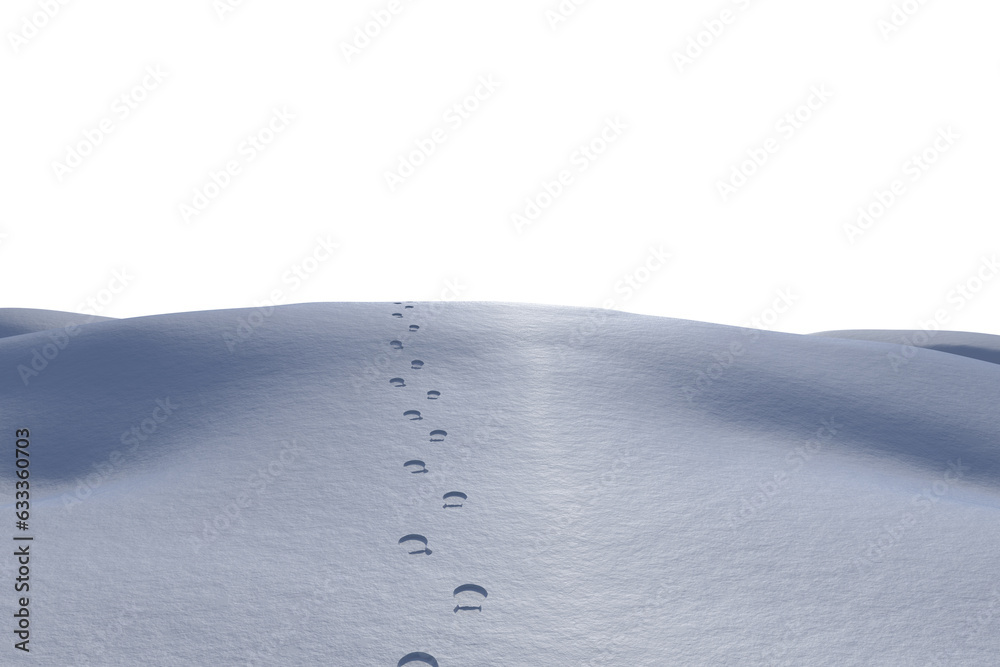 Digital png of snow with footprints and copy space on transparent ...