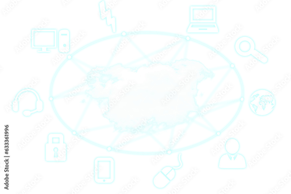 Digital png illustration of pale cloud with icons on transparent ...