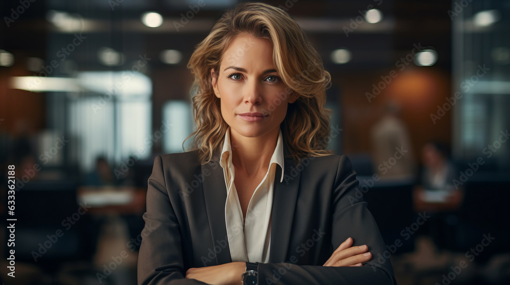 Female CEO, a mature woman running a large corporation as a boss. In ...