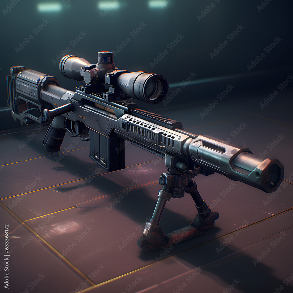 PC Gaming shooter game design a sniper rifle generative AI ilustración ...