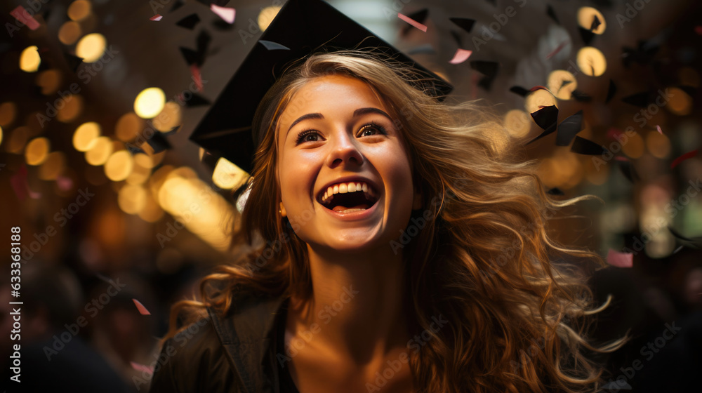Happy girl student attending the graduation ceremony. Stock ...