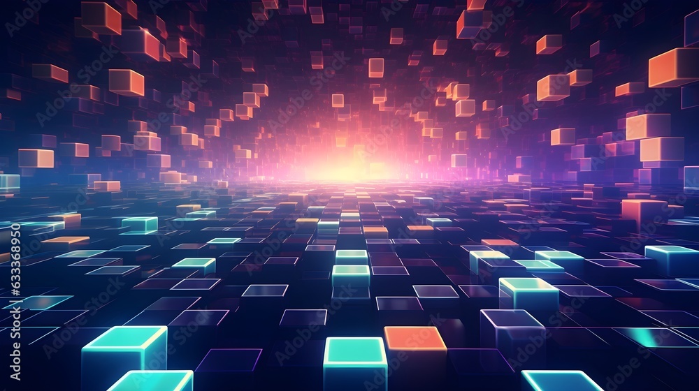 Texture features a grid of pixelated shapes in vibrant, retro colors ...