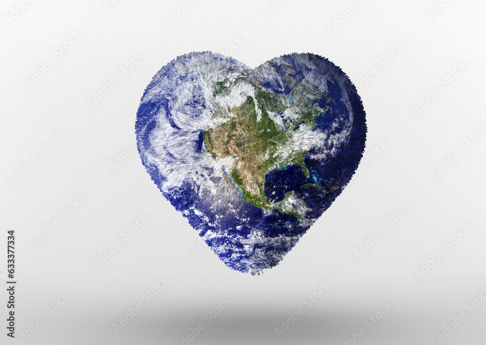 Digital png illustration of globe in shape of heart on transparent ...