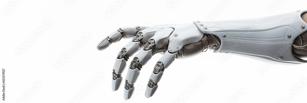 Cyborg hand finger pointing, technology of artificial intelligence ...