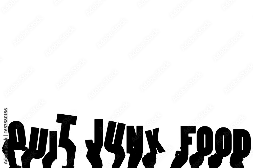 Digital png illustration of hands holding quit junk food text on ...