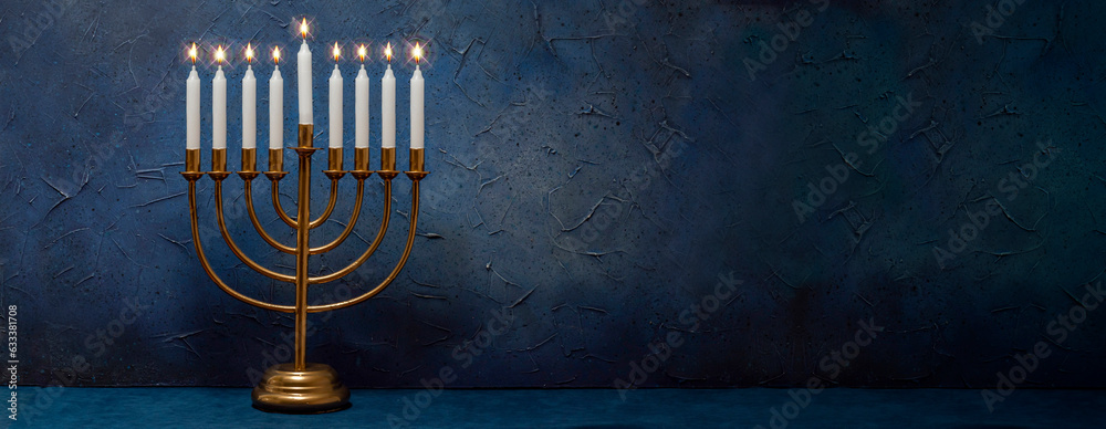 Jewish Hanukkah Menorah 9 Branch Candlestick. Holiday Candle Holder ...