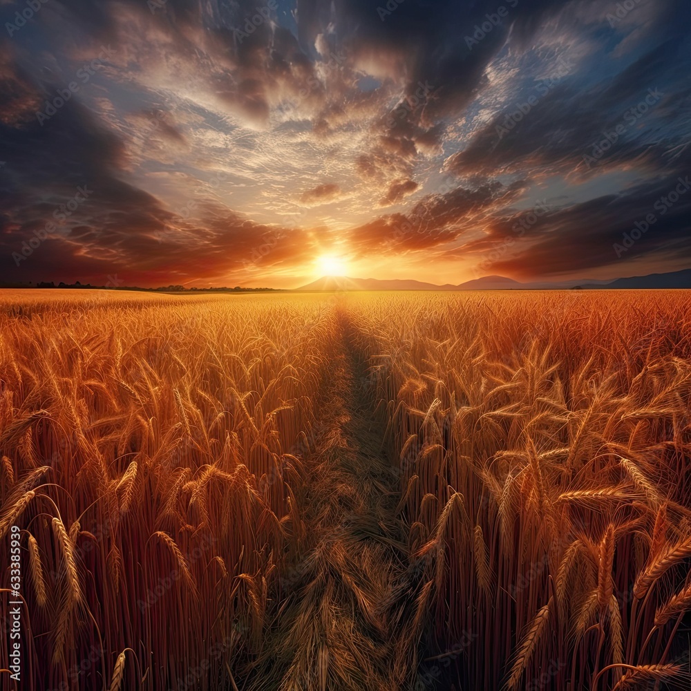Golden Wheat Fields at Sunset - Studio Backdrops, Photoshop Overlays ...