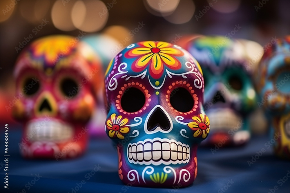 Skull and crossbones motifs in festive Day of the Dead style, Day of ...