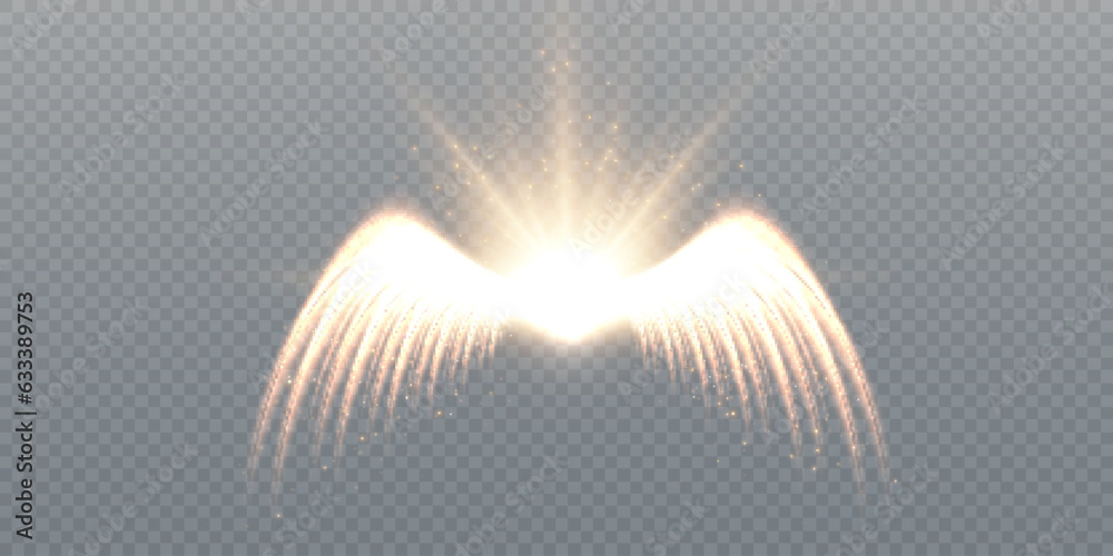 glowing, stylized angel wings on a transparent background. phoenix ...