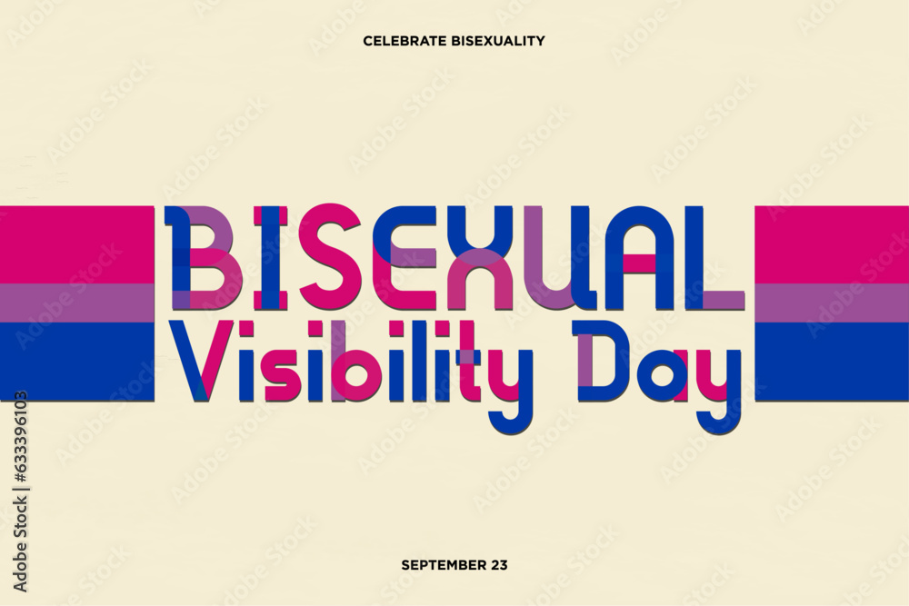Bisexual Visibility Day lettering on cream textured background and bi ...