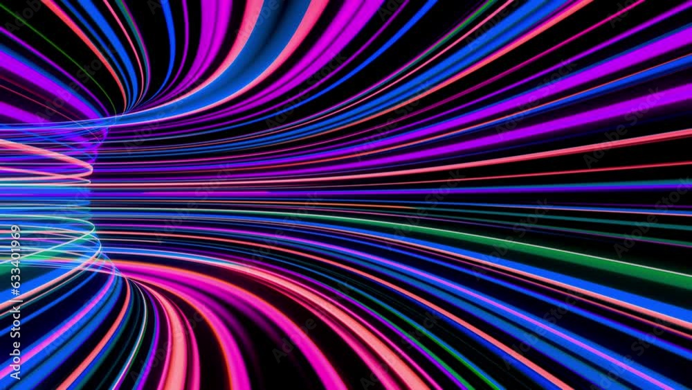 Seamless loop abstract light streaks effect animation. twisted light streaks effect. vortex ...