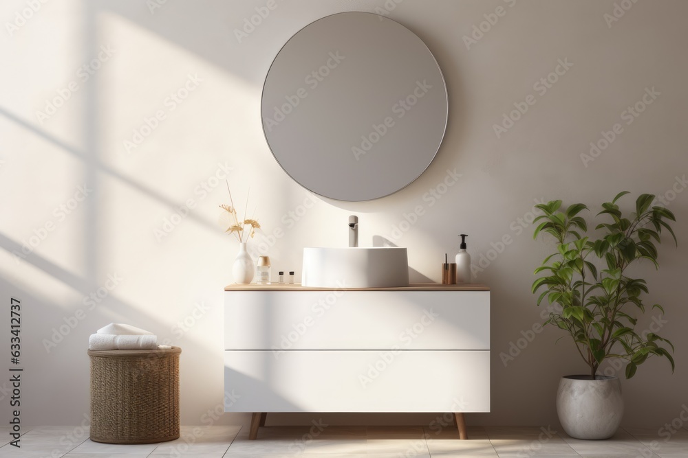 A background with realistic rendering that showcases a modern white ...
