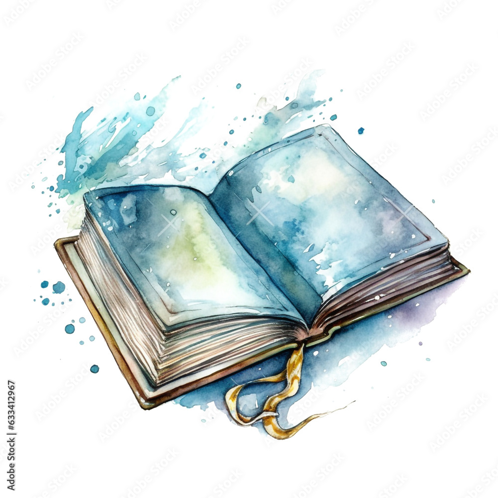 Watercolour Soft Blue Bookworm set, clipart bundle, aesthetic ...