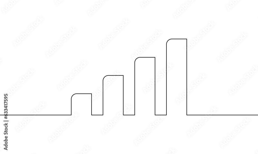 Continuous line drawing of graph. Illustration vector of Bar chart icon ...