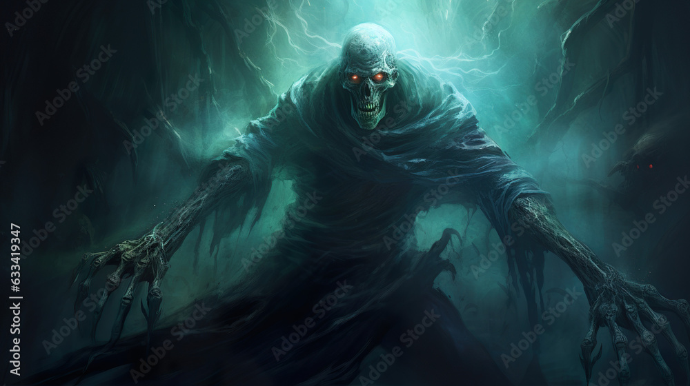 DnD Battlemap A Relentless Shadow-Wreathed Specter with Skeletal ...