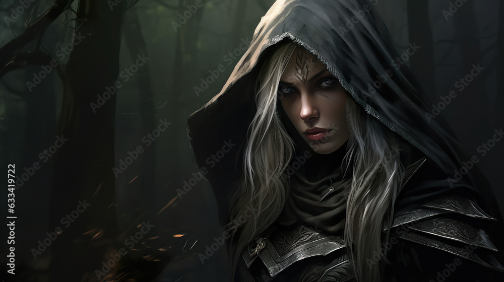 DnD Battlemap Elven rogue with dual daggers in enchanted attire. Stock ...