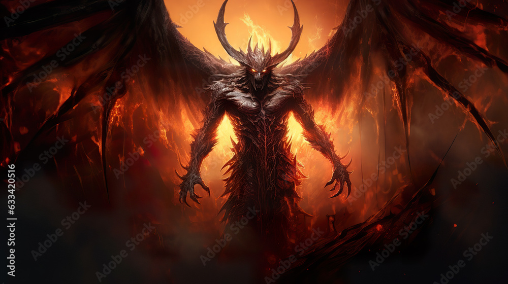 DnD Map Demon with Flaming Horns Stock Illustration | Adobe Stock