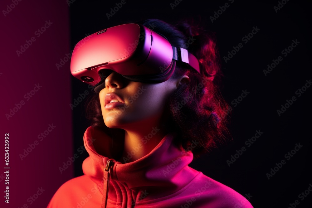 Young woman girl hispanic female student use computer technology girl ...