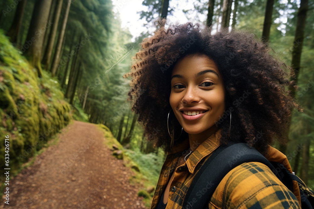 Foto de Generative AI picture image of wanderer girl in tourist gear ...