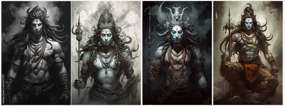 Hindu mythology god SHIVA. Created with Generative AI technology. Stock ...