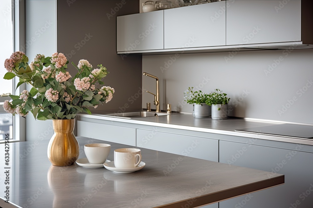 The kitchen in the apartment is roomy and has a classic design. There ...