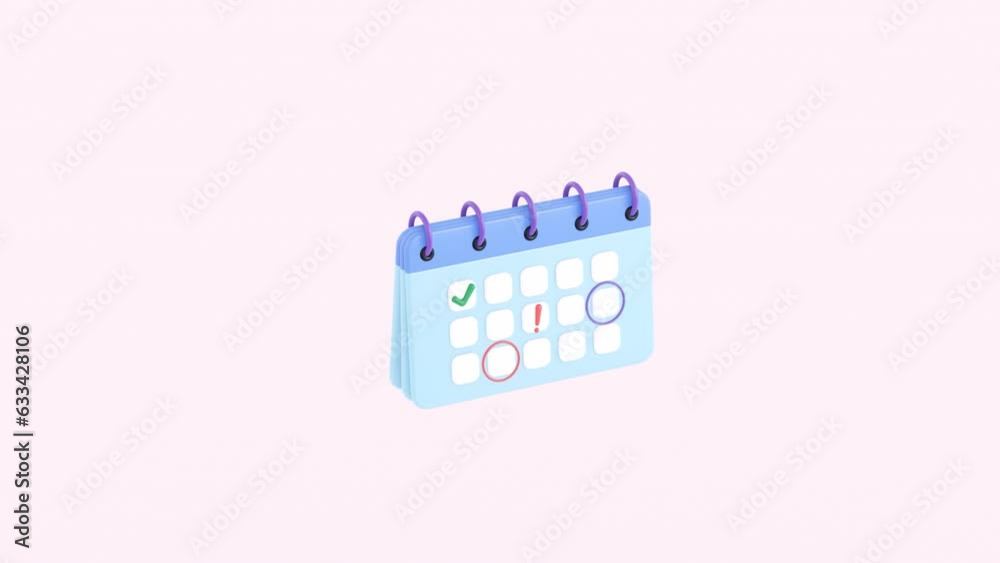 Calendar flip. Schedule, business event concept 3d animation ...