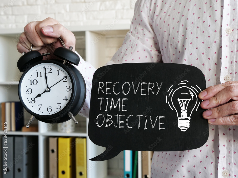 Recovery time objective RTO is shown using the text and photo of the ...